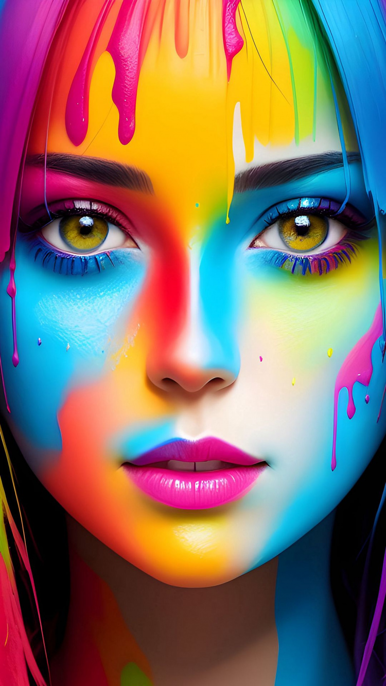 Обои девушка, нос, щека, губа, красочность для iPhone 6, 6S, 7, 8 ...